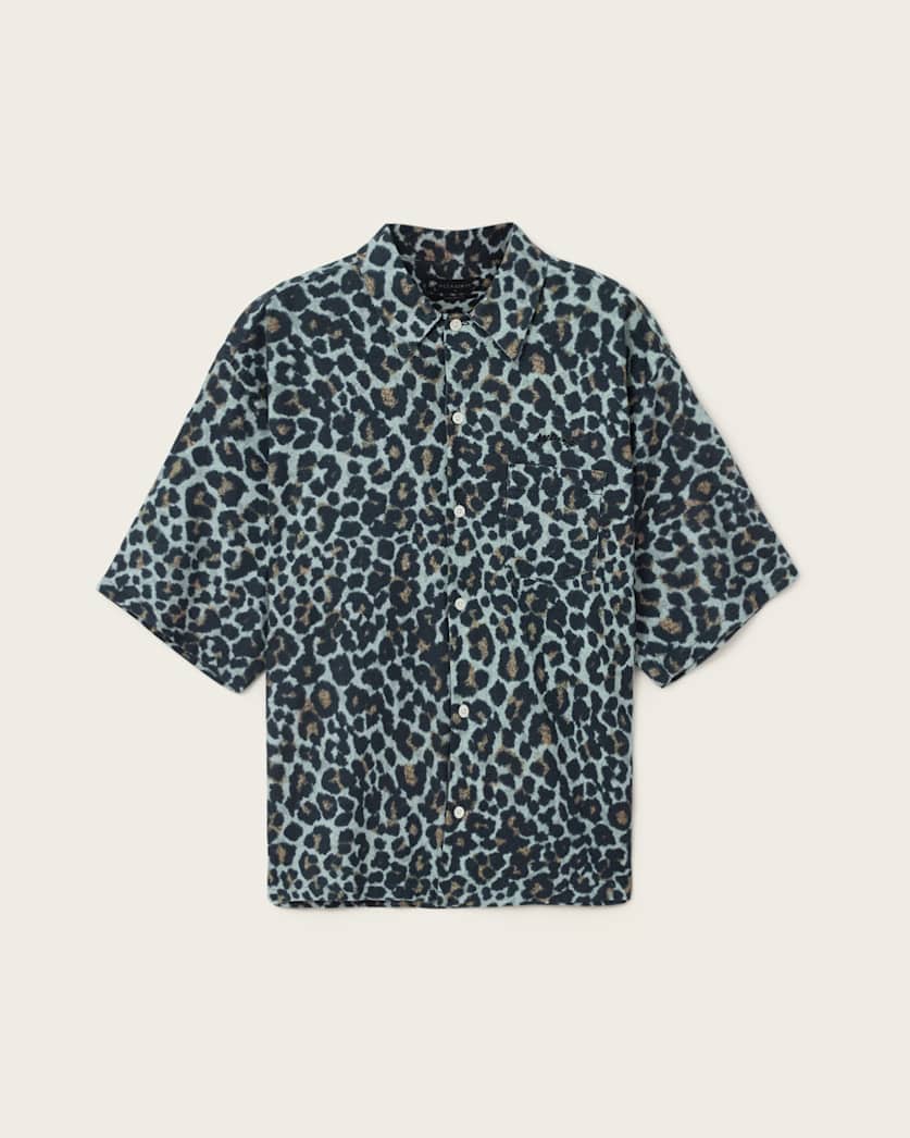 Silesia Short Sleeve Leopard Print Shirt SOFT ASH GREY | ALLSAINTS US